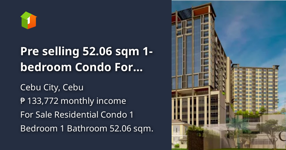 Pre selling 52.06 sqm 1-bedroom Condo For Sale in Cebu City Cebu ...