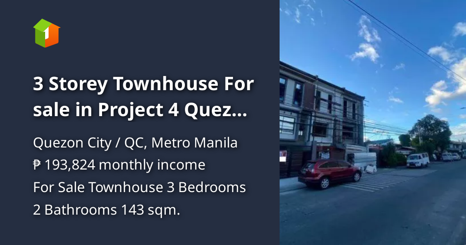 3 Storey Townhouse For sale in Project 4 Quezon City 3 Bedrooms PH2842 ...