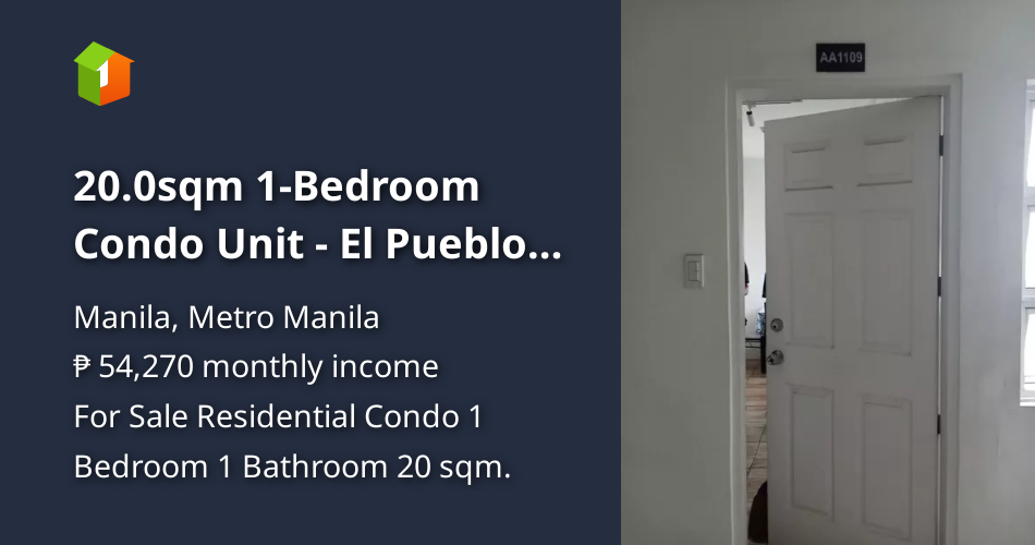 20.0sqm 1-Bedroom Condo Unit - El Pueblo Condominium Annex A - Outer ...