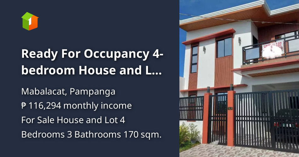 Ready For Occupancy 4-bedroom House and Lot For Sale in Mabalacat ...