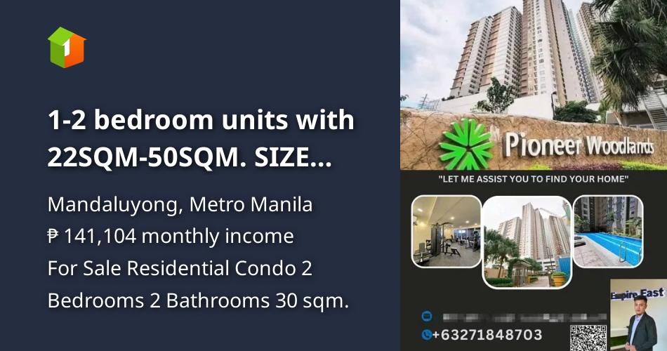 1-2 bedroom units with 22SQM-50SQM. SIZE FLOOR PLAN/ PET FRIENDLY ...