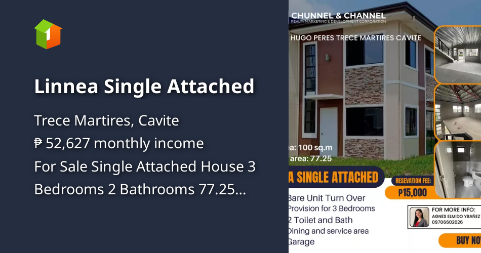 Linnea Single Attached [Houses and Lots 🏘️] (February 2023) in Trece Martires, Cavite for sale