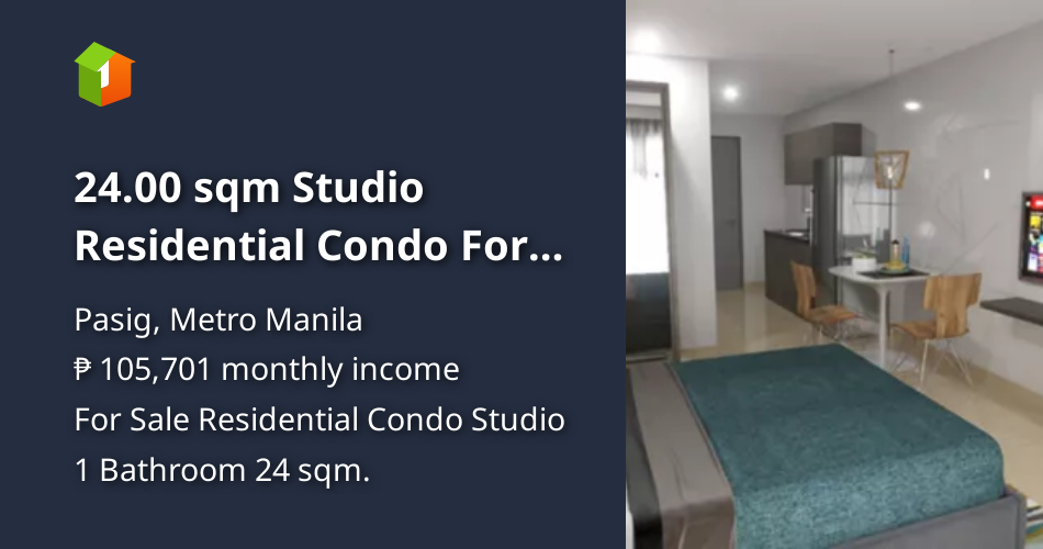 24.00 sqm Studio Residential Condo For Sale in Pasig [Condos 🏙️] (May 2025) in Pasig, Metro ...