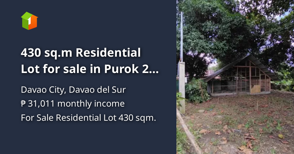 430 sq.m Residential Lot for sale in Purok 2, Mangga St Tugbok ...