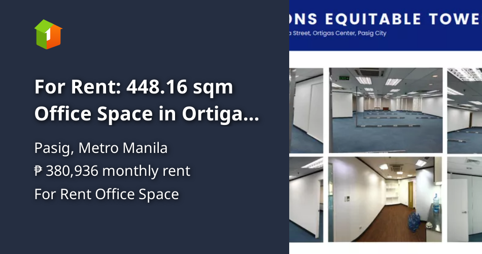 For Rent: 448.16 sqm Office Space in Ortigas, Pasig - Robinsons ...