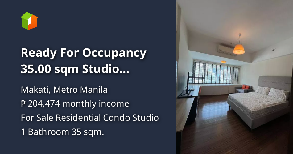 Ready For Occupancy 35.00 sqm Studio Residential Condo For Sale in ...