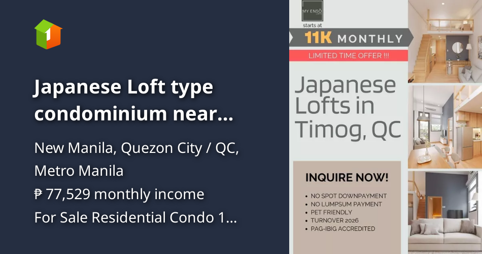 Japanese Loft type condominium near GMA QC [Condos 🏙️] (August 2025) in ...