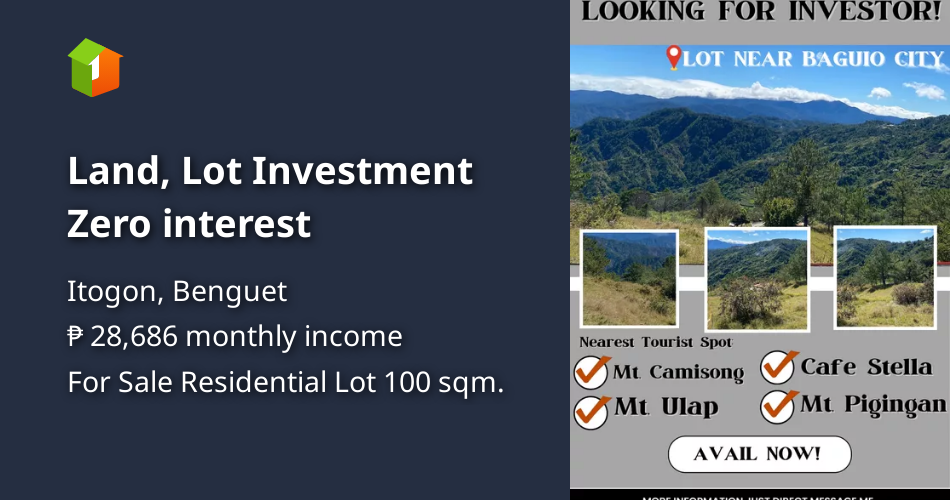 Land, Lot Investment Zero interest [Lots 🚜] (March 2025) in Itogon ...