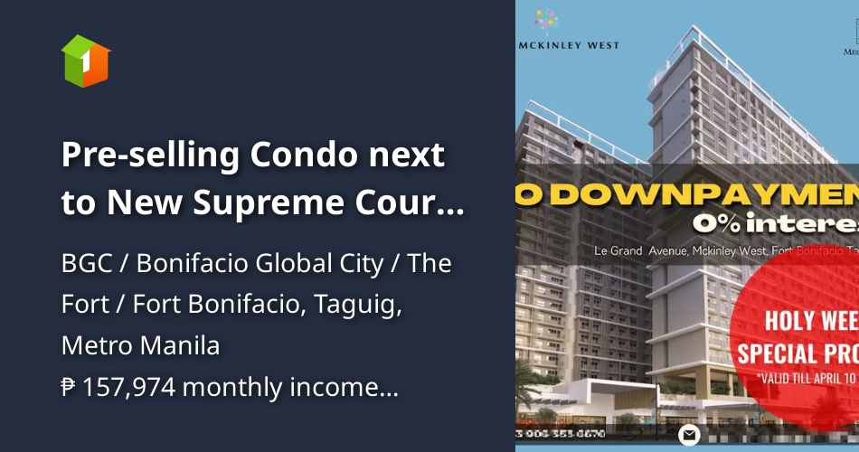Pre-selling Condo next to New Supreme Court in BGC, Taguig [Condos 🏙️ ...
