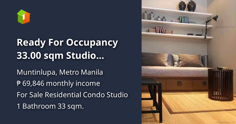 Ready For Occupancy 33.00 sqm Studio Residential Condo For Sale in Muntinlupa - Tribeca Landco ...