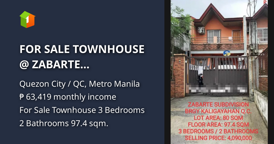 FOR SALE TOWNHOUSE @ ZABARTE SUBDIVISION QC- 3 BEDROOMS / 2 BATHROOMS ...