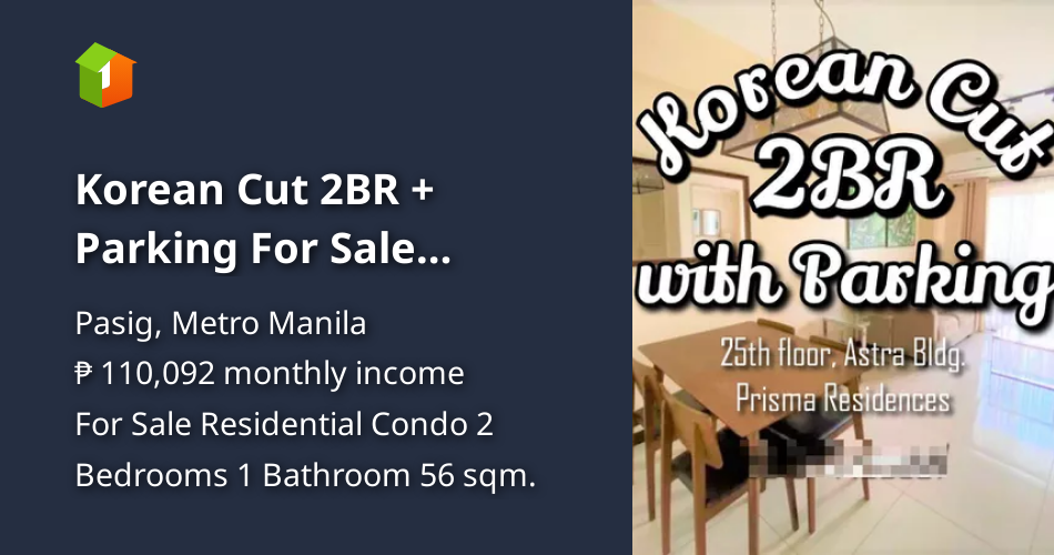 Korean Cut 2br Parking For Sale Prisma Residences Near Bgc Condos 🏙️ August 2023 In Pasig