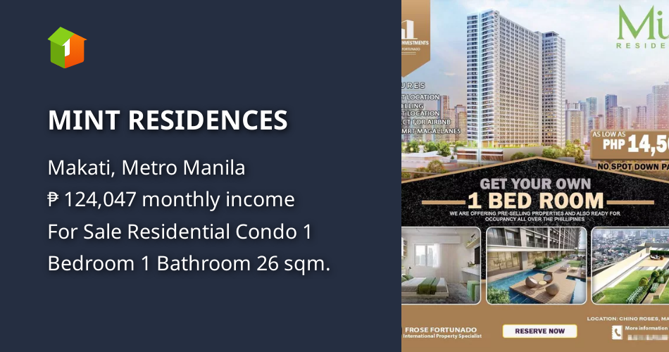 MINT RESIDENCES [Condos 🏙️] (October 2023) in Makati, Metro Manila for sale
