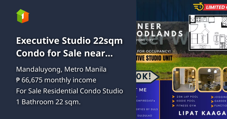 Executive Studio 22sqm Condo for Sale near Megamall ortigas [Condos 🏙️ ...