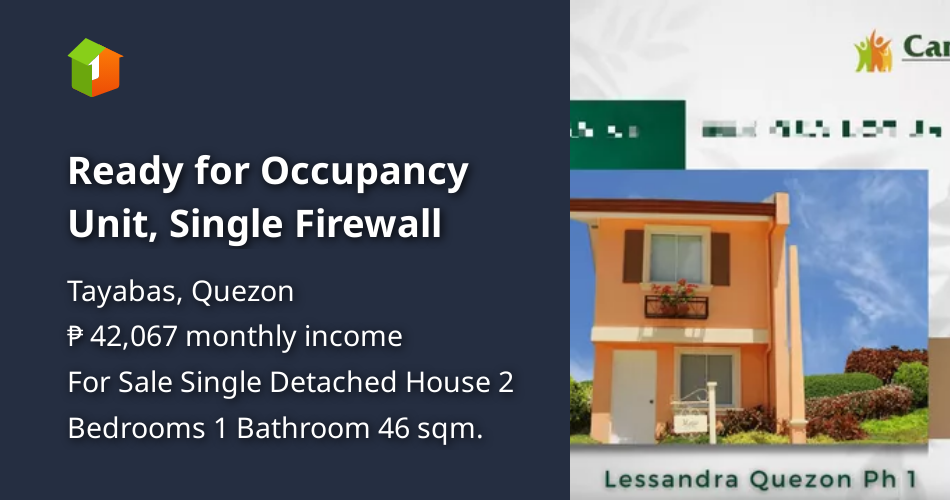 Ready for Occupancy Unit, Single Firewall [Houses and Lots 🏘️] (January ...