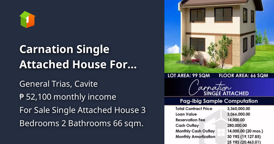 Carnation Single Attached House For Sale in General Trias Cavite ...