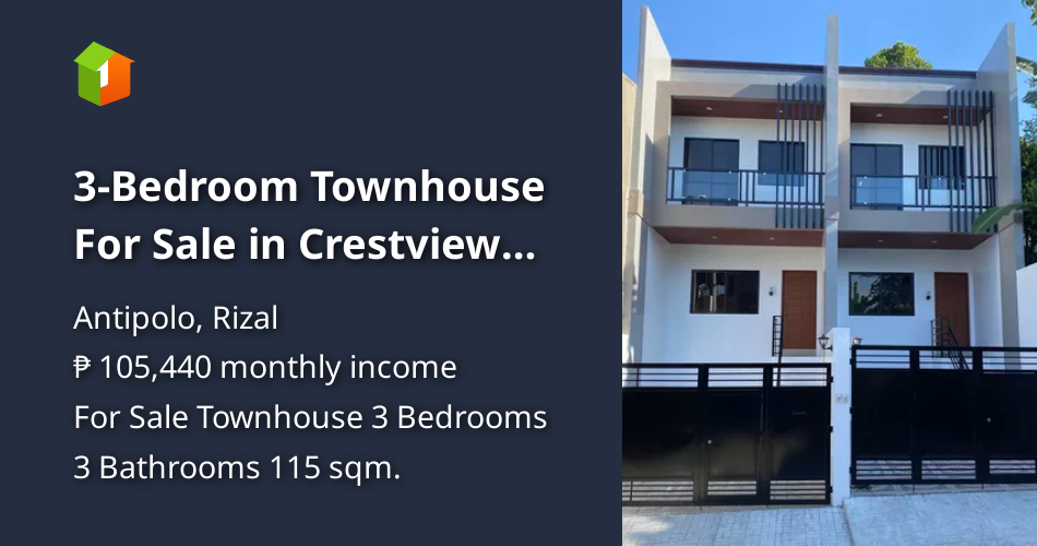 3-Bedroom Townhouse For Sale in Crestview Subd., Antipolo, Rizal ...