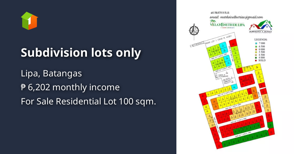 Subdivision lots only [Lots 🚜] (August 2023) in Lipa, Batangas for sale