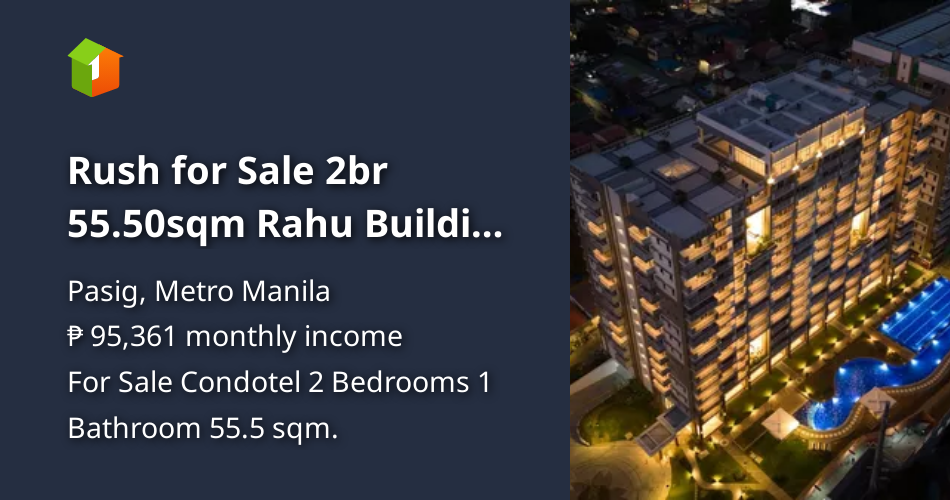 Rush for Sale 2br 55.50sqm Rahu Building Satori Residences Pasig City ...