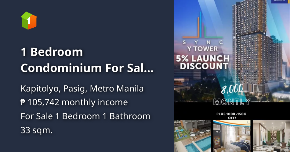 1 Bedroom Condominium For Sale Sync Y Tower C5 Pasig near Makati ...