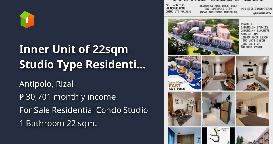 Inner Unit of 22sqm Studio Type Residential Condo (Pre-Selling condo ...
