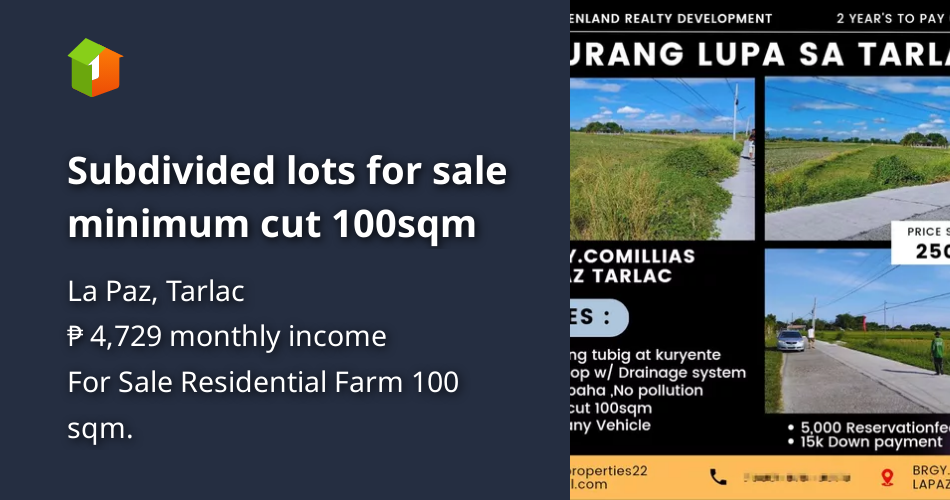 Subdivided lots for sale minimum cut 100sqm [Lots 🚜] (October 2023) in ...