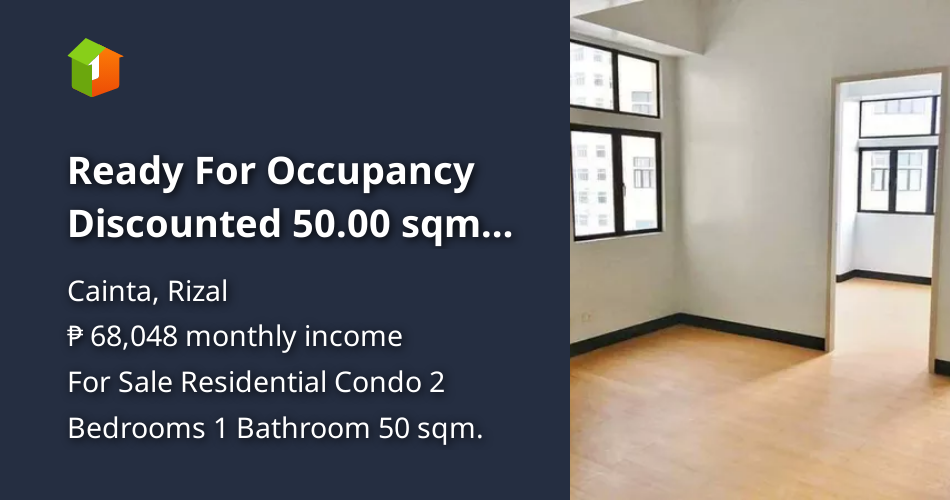 Ready For Occupancy Discounted 50.00 sqm 2-bedroom Residential Condo ...