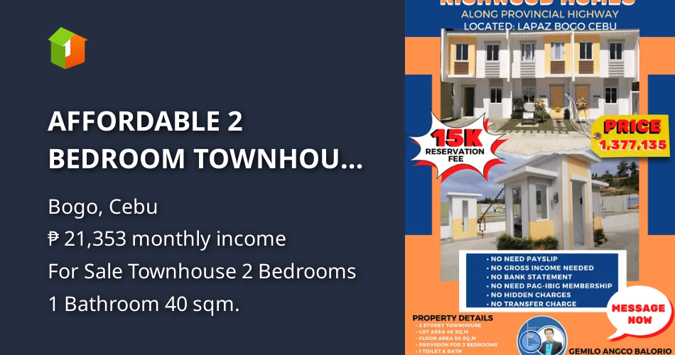 AFFORDABLE 2 BEDROOM TOWNHOUSE IN BOGO CEBU READY FOR OCCUPANCY [Houses ...