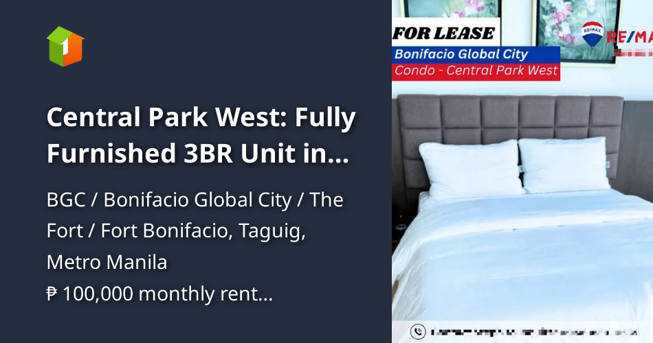 Central Park West: Fully Furnished 3BR Unit in Bonifacio Global City ...