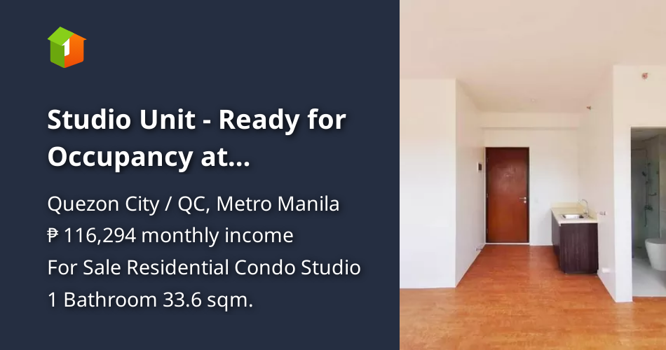 Studio Unit - Ready for Occupancy at Primehomes Capitol Hills [Condos 🏙 ...
