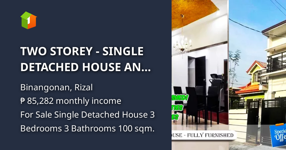 TWO STOREY - SINGLE DETACHED HOUSE AND LOT FOR SALE IN BINANGONAN RIZAL ...
