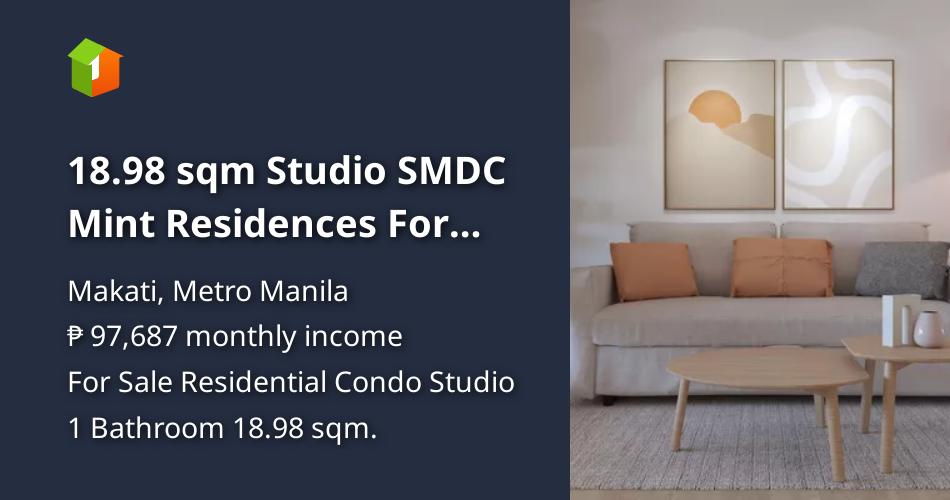 18.98 sqm Studio SMDC Mint Residences For Sale in Makati Metro Manila ...