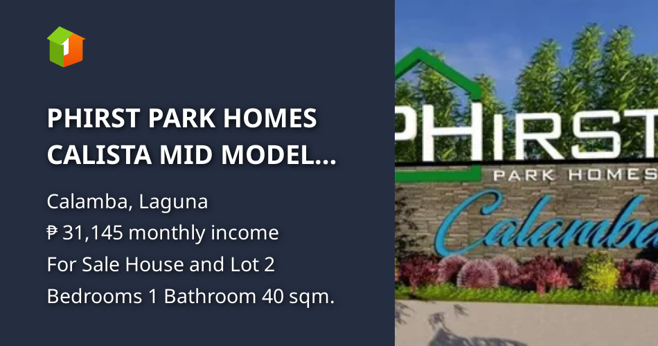 PHIRST PARK HOMES CALISTA MID MODEL WITH 2 BEDROOM FOR SALE IN CALAMBA ...
