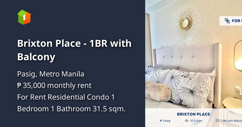 Brixton Place - 1BR with Balcony [Condos 🏙️] (April 2026) in Pasig ...