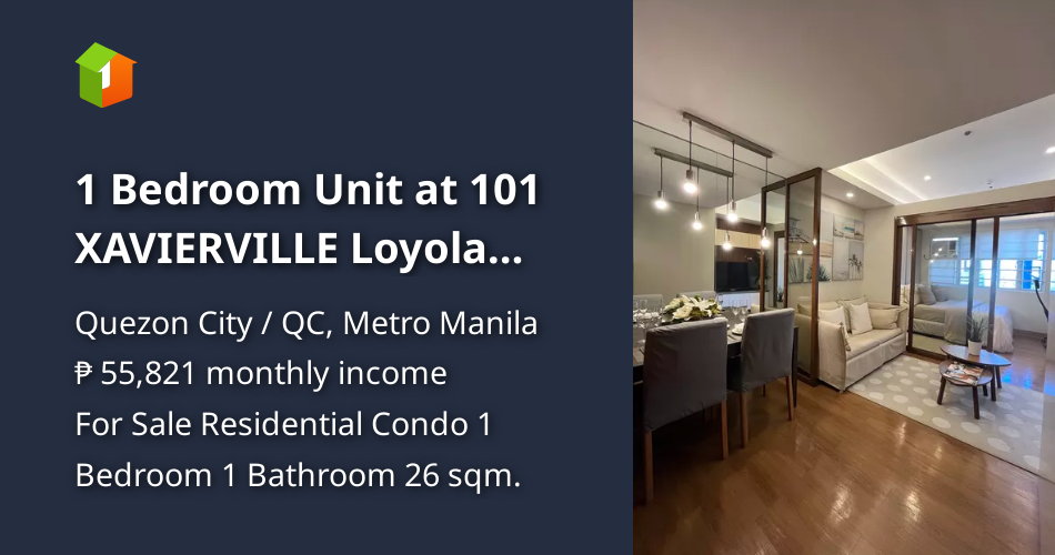 1 Bedroom Unit at 101 XAVIERVILLE Loyola Heights, Quezon City [Condos 🏙 ...