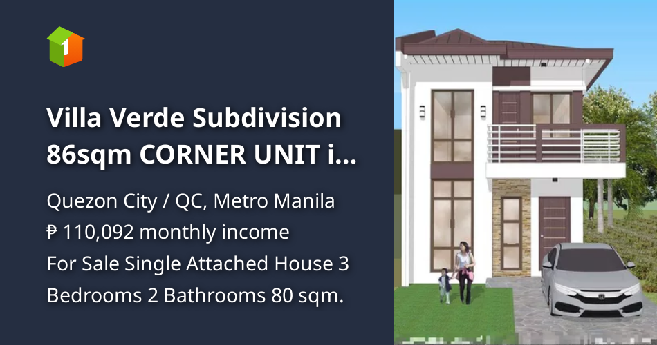 Villa Verde Subdivision 86sqm CORNER UNIT in Novaliches Quezon City ...
