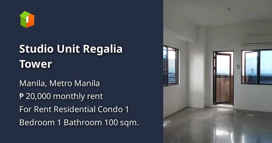 Studio Unit Regalia Tower [Condos 🏙️] (July 2025) in Manila, Metro ...