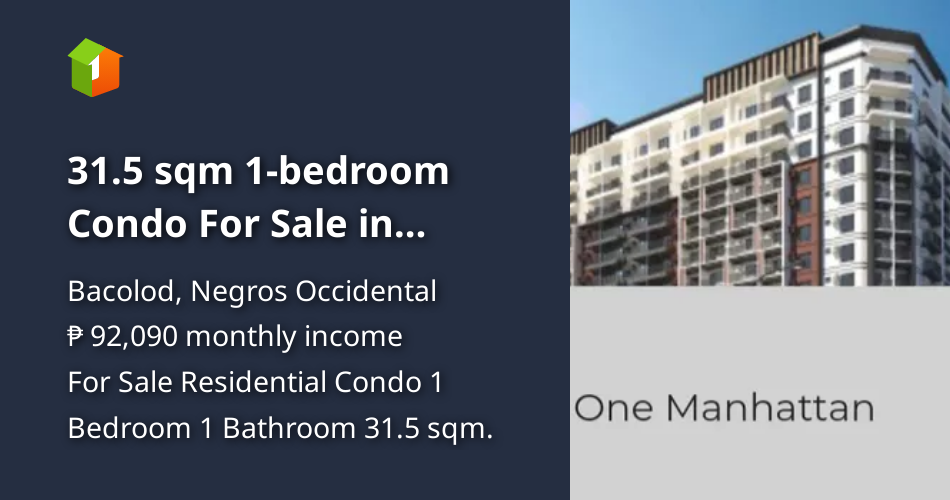 31.5 sqm 1-bedroom Condo For Sale in Bacolod Negros Occidental [Condos ...