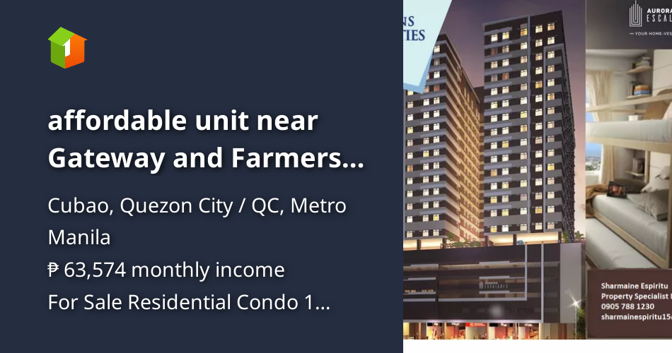Affordable unit near Gateway and Farmers Cubao LRT2 and SM North QC ...