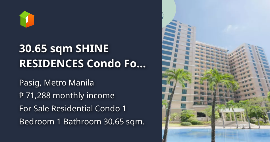 30.65 sqm SHINE RESIDENCES Condo For Sale in Pasig Metro Manila [Condos ...