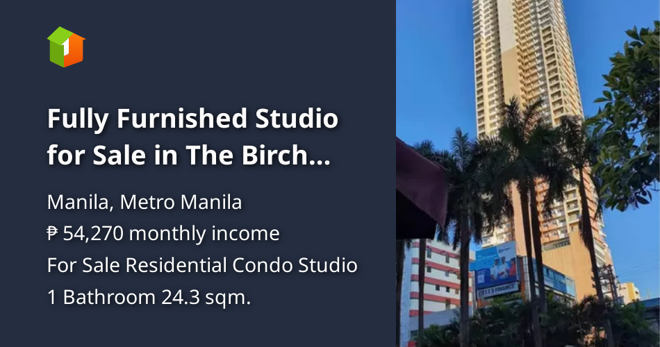 Fully Furnished Studio for Sale in The Birch Tower Manila [Condos 🏙️ ...