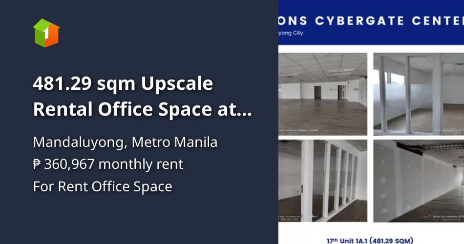 481.29 sqm Upscale Rental Office Space at Robinsons Cybergate 3 ...