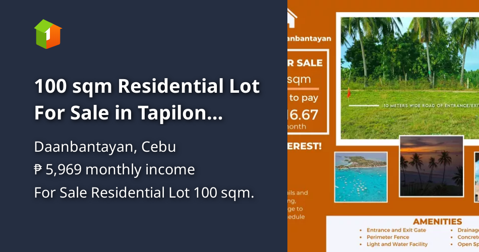 100 sqm Residential Lot For Sale in Tapilon Daanbantayan Cebu [Lots 🚜 ...