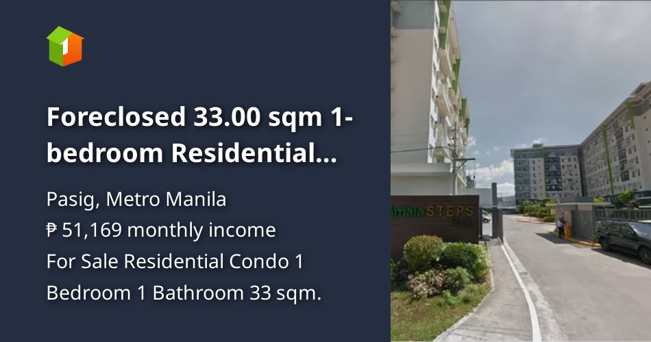 Foreclosed 33.00 sqm 1-bedroom Residential Condo For Sale in Pasig -AMAIA STEPS PASIG [Condos 🏙️ ...