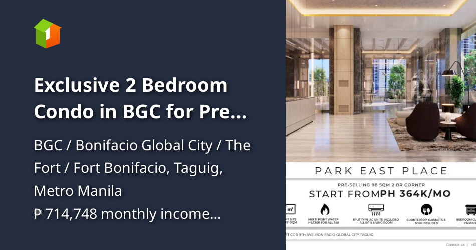 Exclusive 2 Bedroom Condo in BGC for Pre Selling 98 SQM [Condos 🏙️ ...