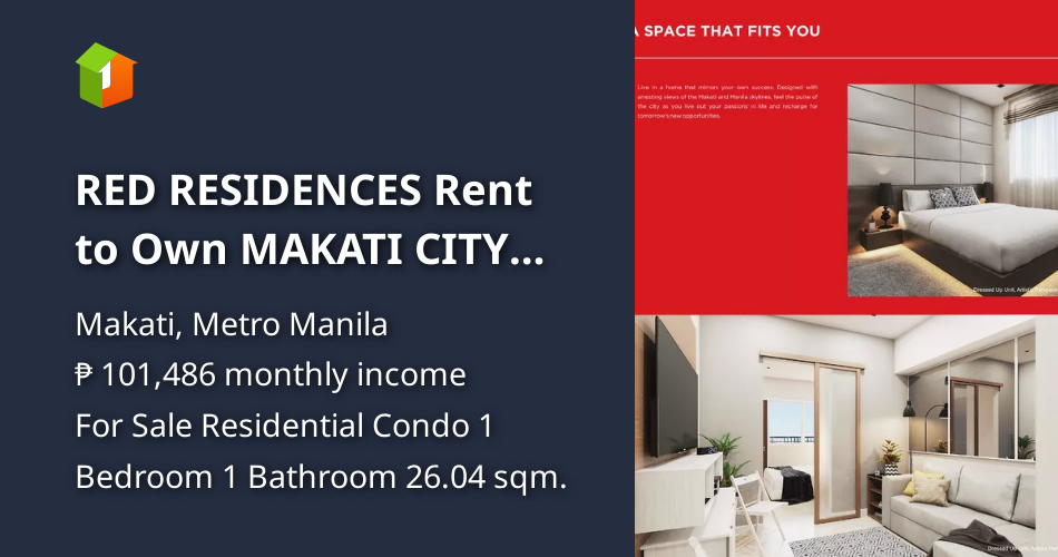 RED RESIDENCES Rent to Own MAKATI CITY 26.04sqm 1 BR w/ Balcony [Condos ...