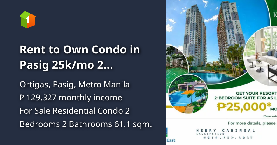 Rent to Own Condo in Pasig 25k/mo 2 bedroom unit Resorts Inspired BGC ...