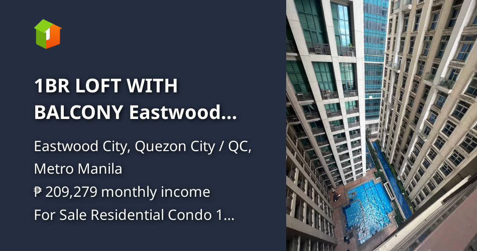 1br Loft With Balcony Eastwood Legrand Tower 2 6 Months Turn Over