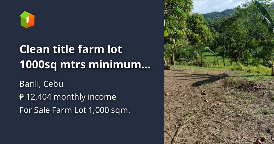 Clean title farm lot 1000sq mtrs minimum cutting 800 per sq maigang ...