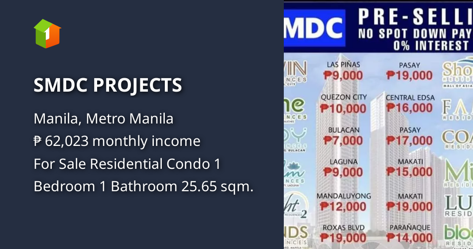 SMDC PROJECTS [Condos 🏙️] (April 2023) in Manila, Metro Manila for sale